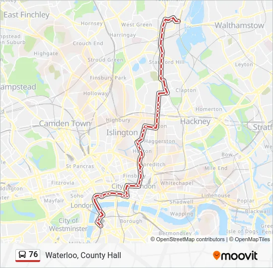 76 Route: Schedules, Stops & Maps - Waterloo, County Hall (Updated)
