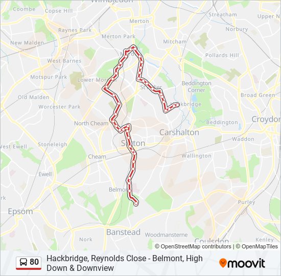 80 Route: Schedules, Stops & Maps - Hackbridge, Reynolds Close (Updated)