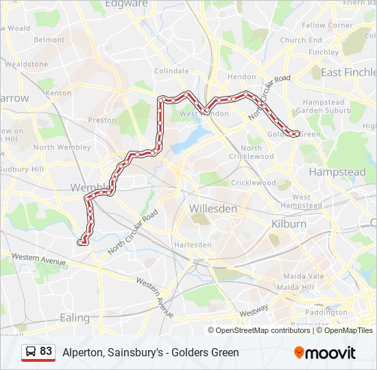 83 Route: Schedules, Stops & Maps - Golders Green (Updated)