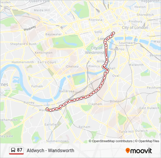 87 Route: Schedules, Stops & Maps - Aldwych (Updated)