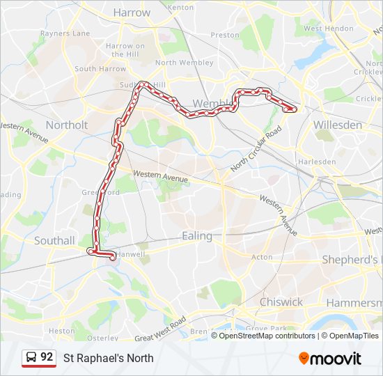 92 Route: Schedules, Stops & Maps - St Raphael's North (Updated)