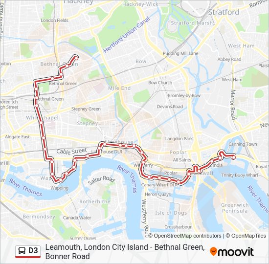 d3 Route: Schedules, Stops & Maps - Leamouth (Updated)