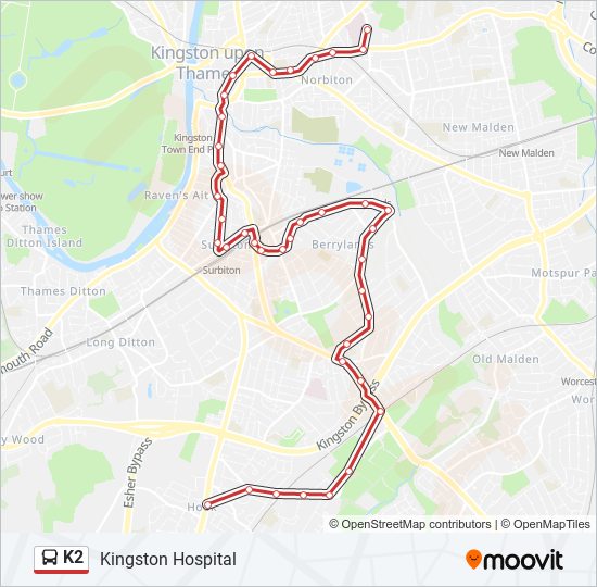 k2 Route: Schedules, Stops & Maps - Kingston Hospital (Updated)