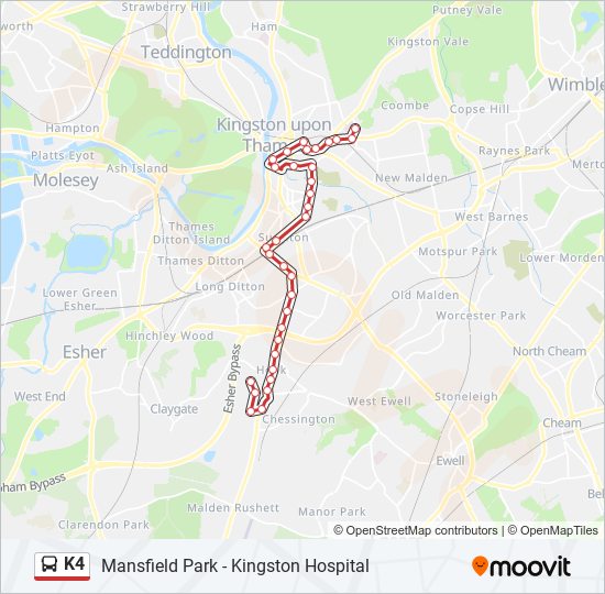 k4 Route: Schedules, Stops & Maps - Kingston Hospital (Updated)