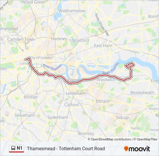 n1 Route: Schedules, Stops & Maps - Tottenham Court Road (Updated)