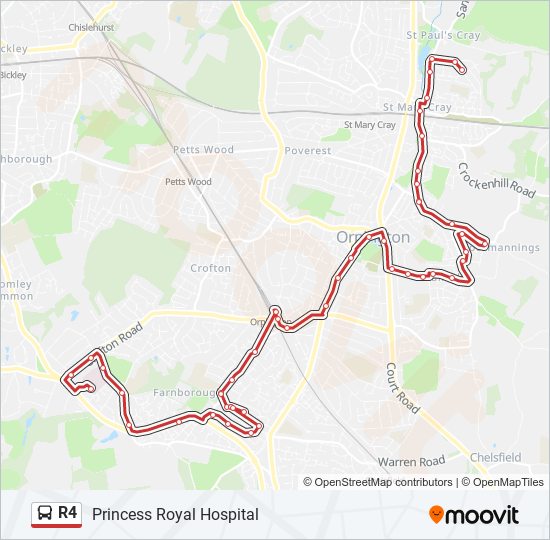 r4 Route: Schedules, Stops & Maps - Princess Royal Hospital (Updated)
