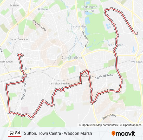 s4 Route: Schedules, Stops & Maps - Sutton, Town Centre (Updated)