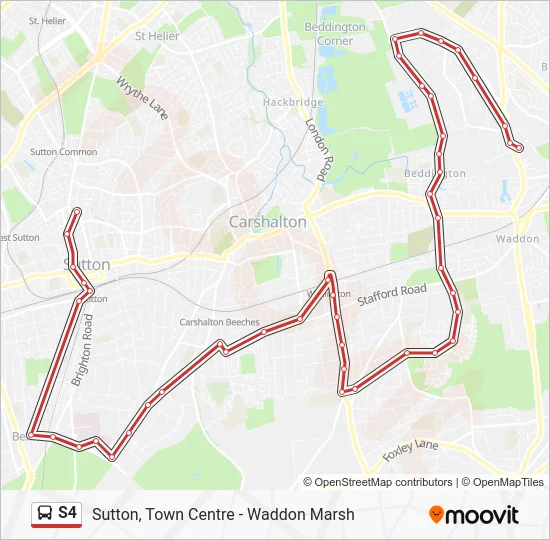 S4 Route: Schedules, Stops & Maps - Sutton, Town Centre (Updated)