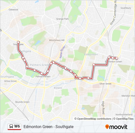 w6 Route: Schedules, Stops & Maps - Edmonton Green (Updated)