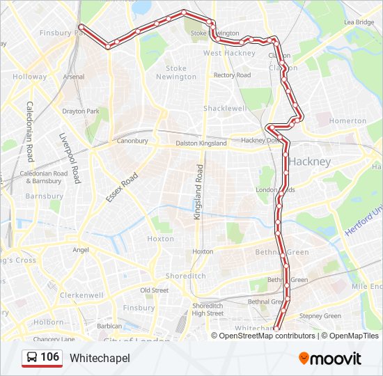 106 Route: Schedules, Stops & Maps - Whitechapel (Updated)