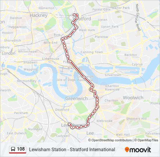 108 Route: Schedules, Stops & Maps - Lewisham Station (Updated)