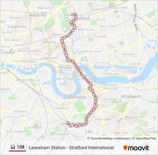 108 Route: Schedules, Stops & Maps - Lewisham Station (Updated)