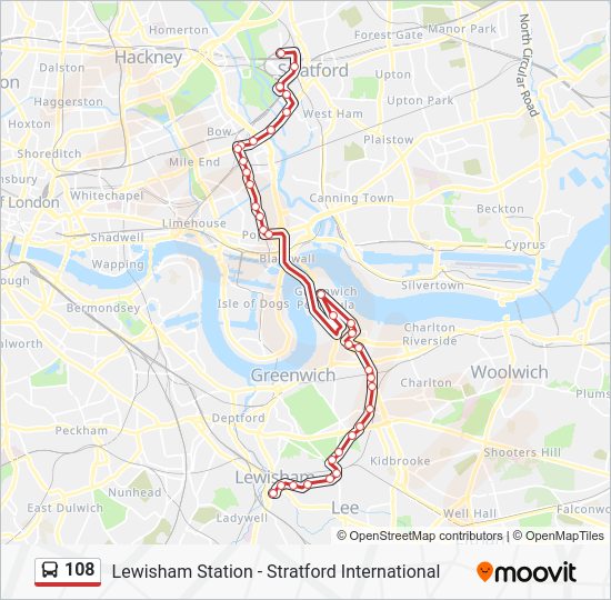 108 Route: Schedules, Stops & Maps - Lewisham Station (Updated)