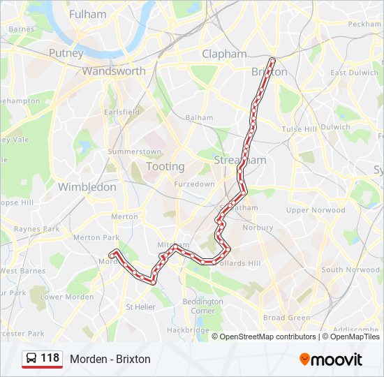 118 Route: Schedules, Stops & Maps - Brixton (Updated)