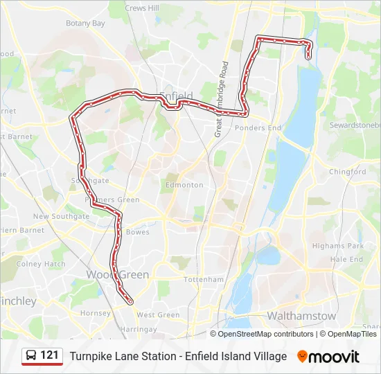 121 Route: Schedules, Stops & Maps - Turnpike Lane Station (Updated)