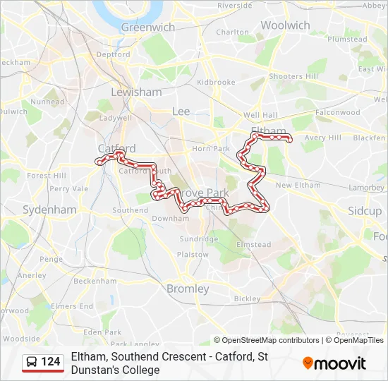 124 Route: Schedules, Stops & Maps - Eltham, Southend Crescent (Updated)