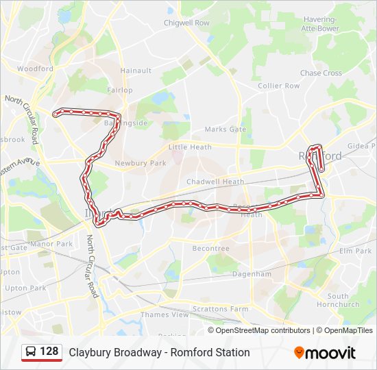 128 Route: Schedules, Stops & Maps - Claybury Broadway (Updated)