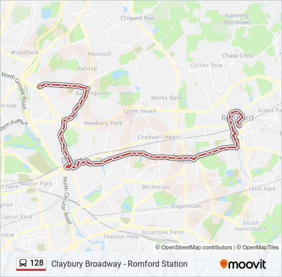 128 Route: Schedules, Stops & Maps - Claybury Broadway (Updated)