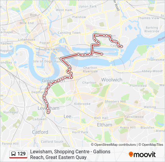 129 Route: Schedules, Stops & Maps - Gallions Reach, Great Eastern Quay ...