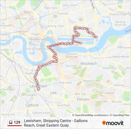 129 Route: Schedules, Stops & Maps - Gallions Reach, Great Eastern Quay ...