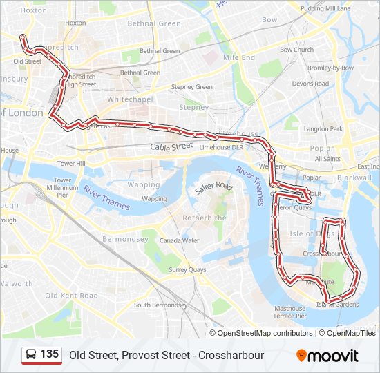 135 Route: Schedules, Stops & Maps - Old Street, Provost Street (Updated)