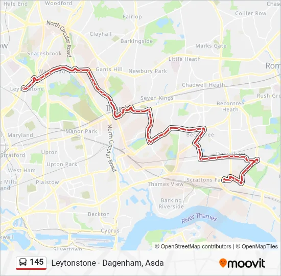 145 Route: Schedules, Stops & Maps - Dagenham, Asda (Updated)