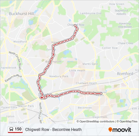 150 Route: Schedules, Stops & Maps - Chigwell Row (Updated)