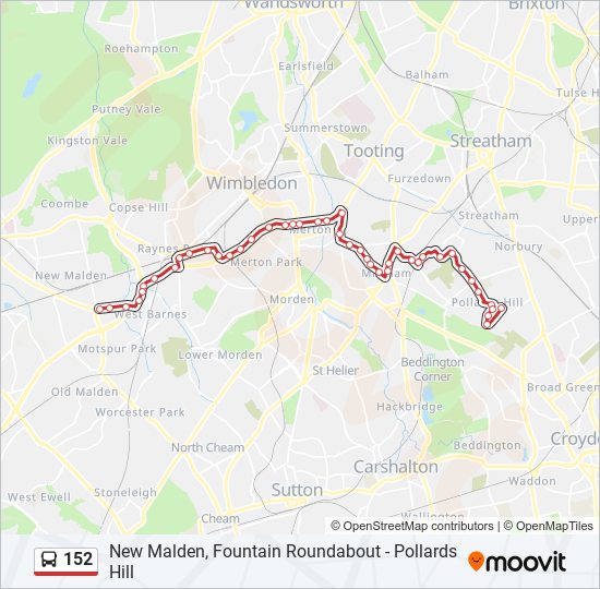 152 Route: Schedules, Stops & Maps - New Malden, Fountain Roundabout ...