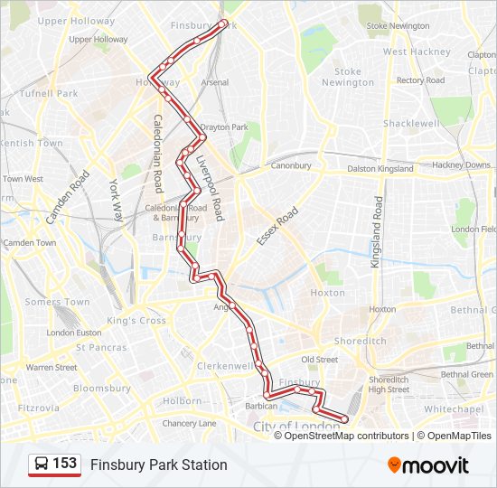 153 Route: Schedules, Stops & Maps - Finsbury Park Station (Updated)
