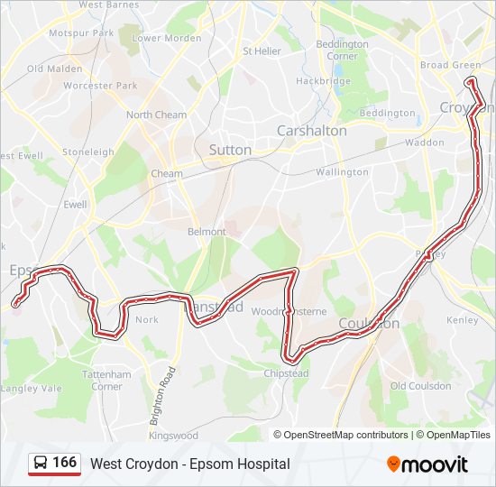 166 Route: Schedules, Stops & Maps - Epsom Hospital (Updated)