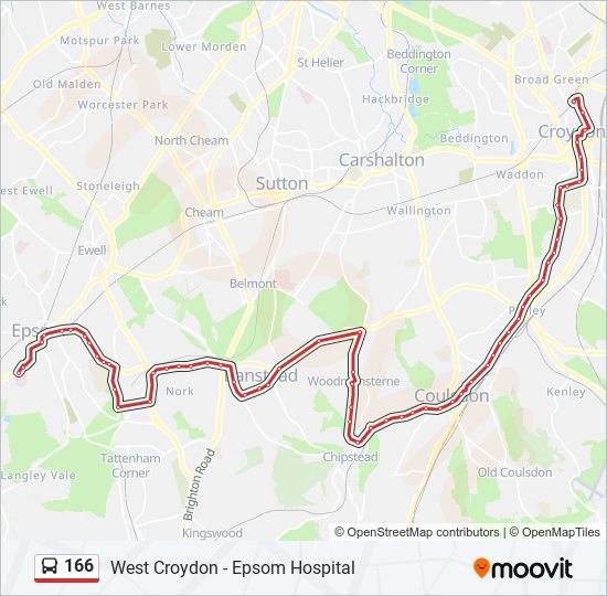 166 Route: Schedules, Stops & Maps - Epsom Hospital (Updated)