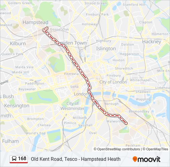 168 Route: Schedules, Stops & Maps - Hampstead Heath (Updated)