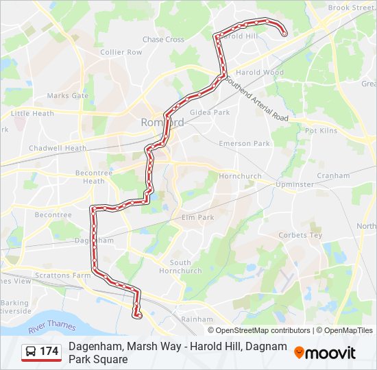 174 Route: Schedules, Stops & Maps - Dagenham, Marsh Way (Updated)