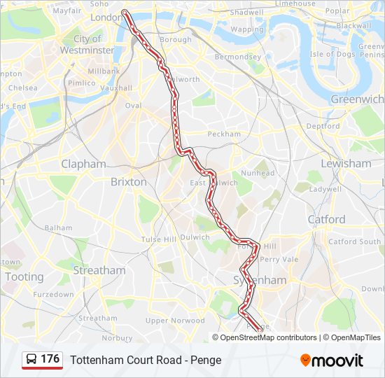 176 Route: Schedules, Stops & Maps - Tottenham Court Road (Updated)