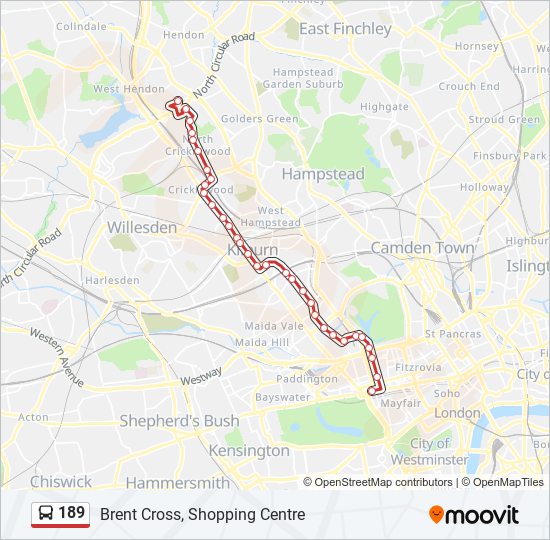189 Route: Schedules, Stops & Maps - Brent Cross (Updated)