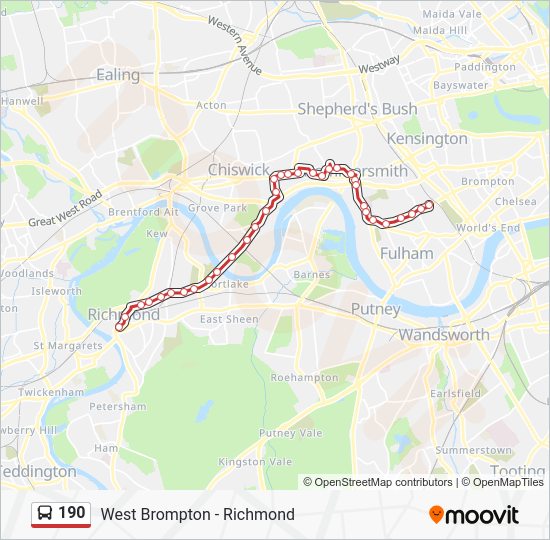 190 Route: Schedules, Stops & Maps - West Brompton (Updated)