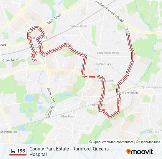 193 Route: Schedules, Stops & Maps - Romford, Queen's Hospital (Updated)