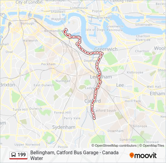 199 Route: Schedules, Stops & Maps - Bellingham, Catford Bus Garage ...