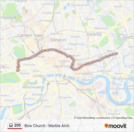 205 Route: Schedules, Stops & Maps - Marble Arch (Updated)
