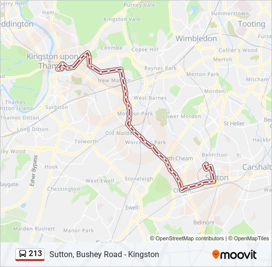 213 Route: Schedules, Stops & Maps - Sutton, Bushey Road (Updated)