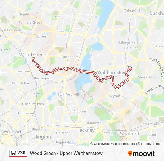 230 Route: Schedules, Stops & Maps - Upper Walthamstow (Updated)
