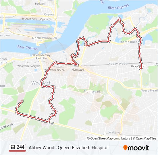 244 Route: Schedules, Stops & Maps - Queen Elizabeth Hospital (Updated)