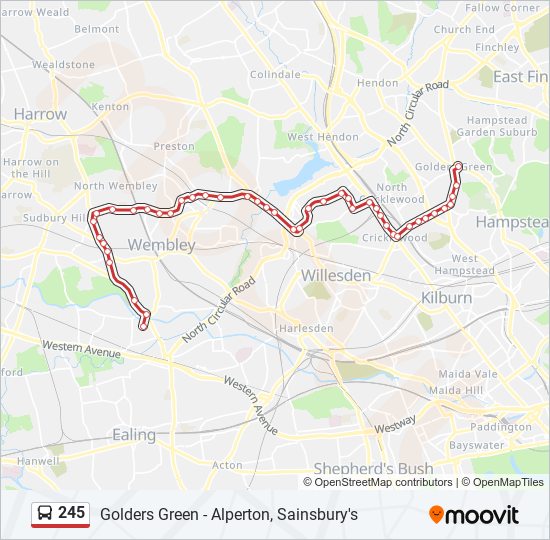 245 Route: Schedules, Stops & Maps - Alperton, Sainsbury's (Updated)