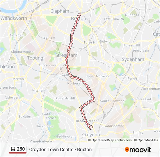 250 Route: Schedules, Stops & Maps - Brixton (Updated)