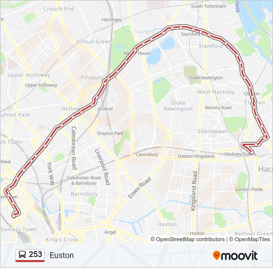 253 Route: Schedules, Stops & Maps - Euston (Updated)