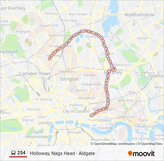 254 Route: Schedules, Stops & Maps - Aldgate (Updated)