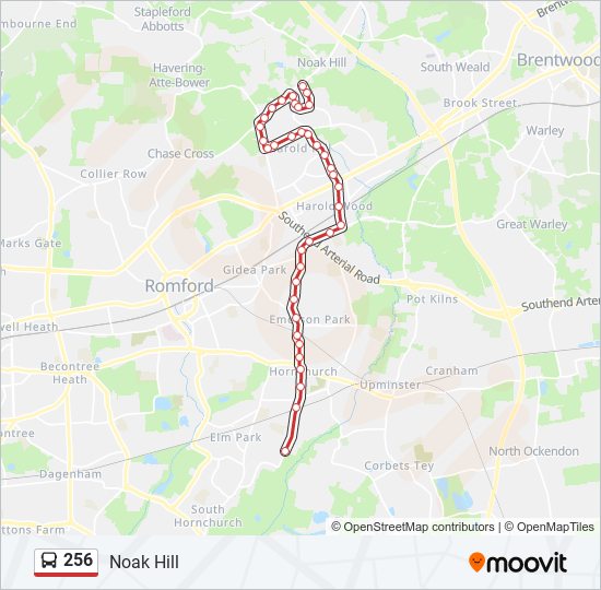 256 Route: Schedules, Stops & Maps - Noak Hill (Updated)