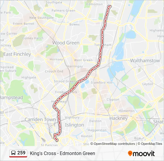 259 Route: Schedules, Stops & Maps - Edmonton Green (Updated)