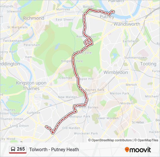 265 Route: Schedules, Stops & Maps - Tolworth (Updated)