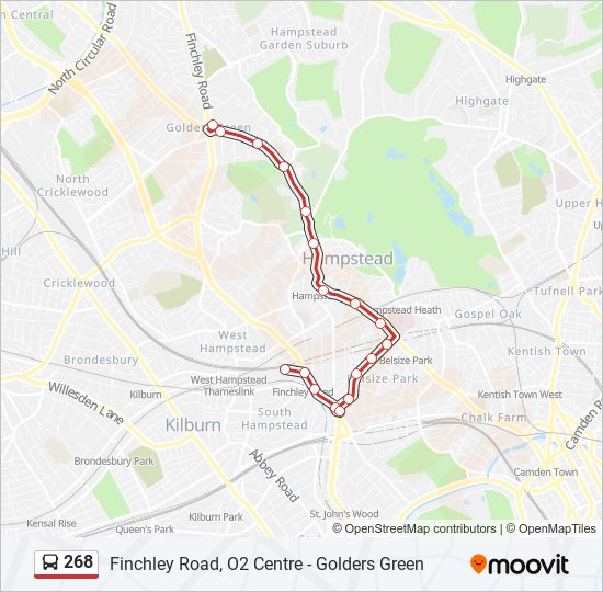268 Route: Schedules, Stops & Maps - Golders Green (Updated)